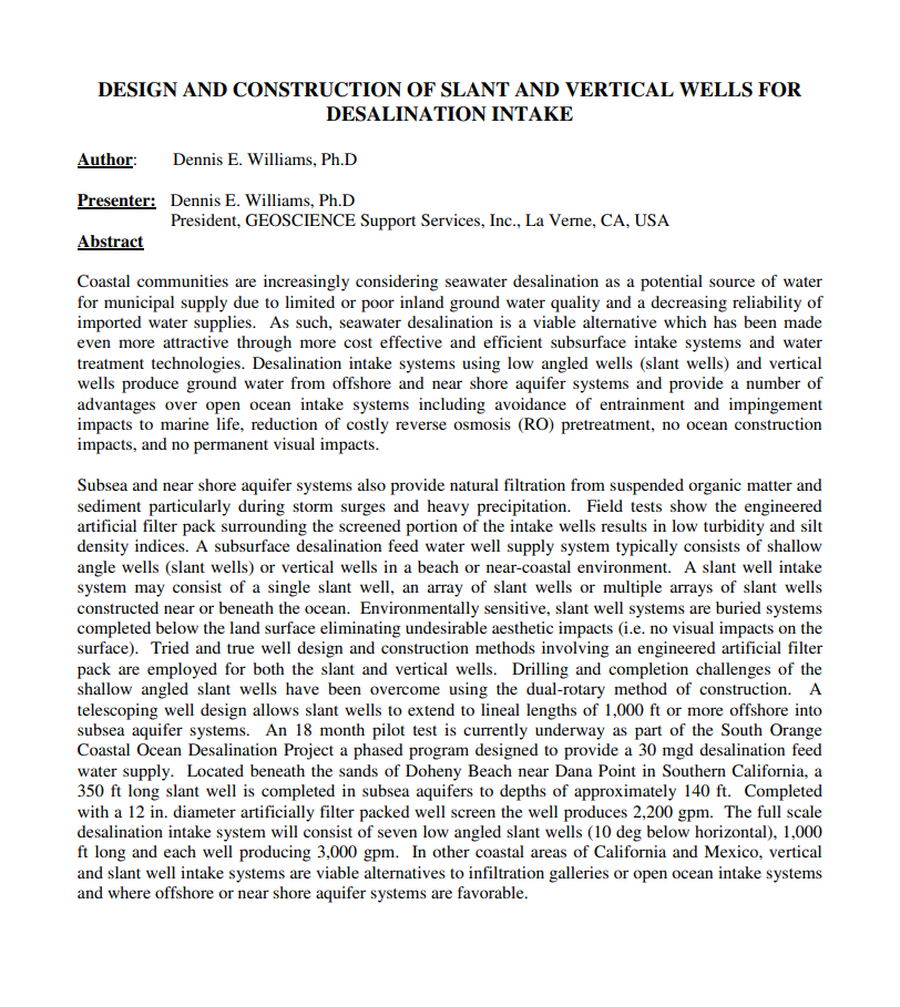 Design And Construction Of Slant And Vertical Wells For Desalination ...